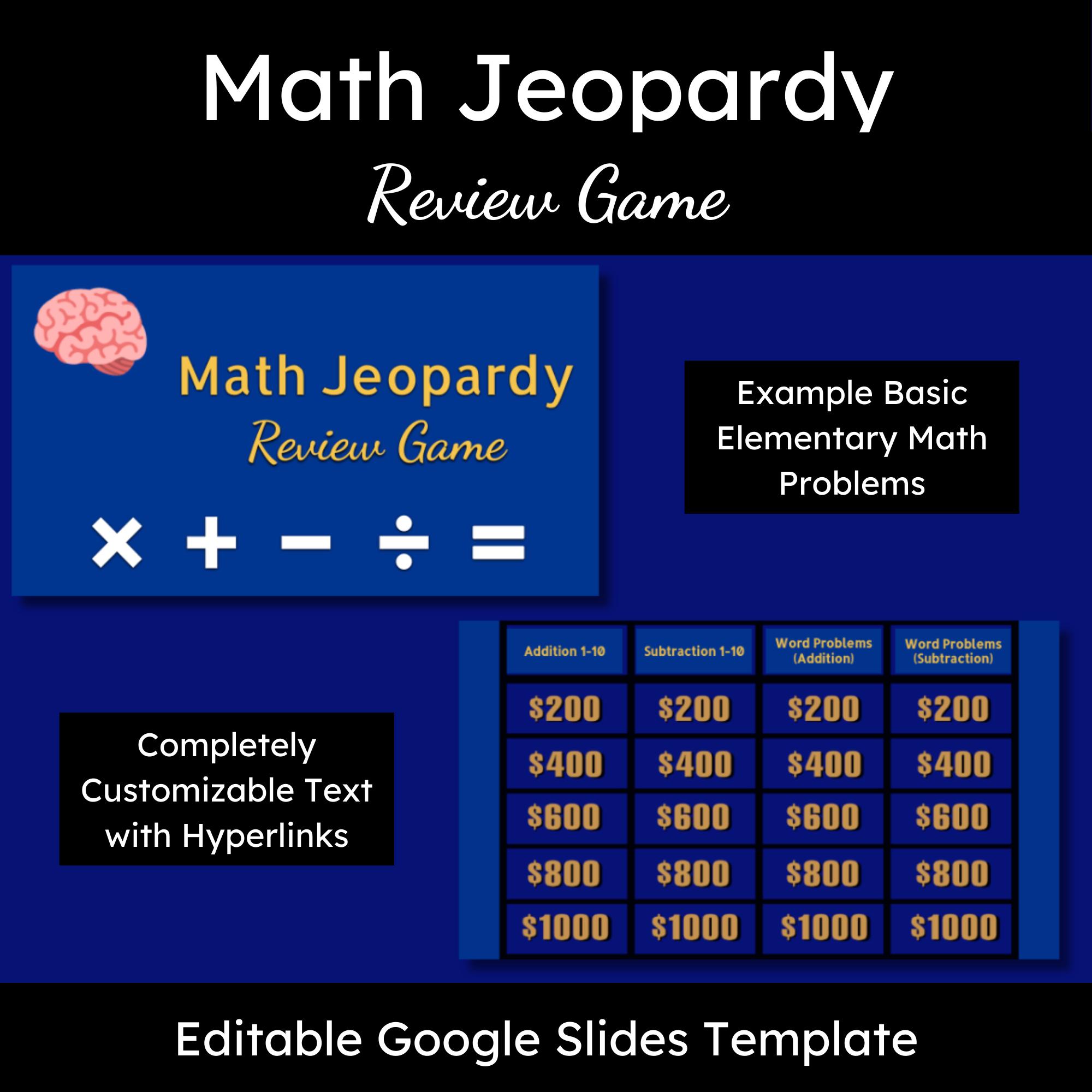 Jeopardy Math Review Game | Editable Review Game Template ...
