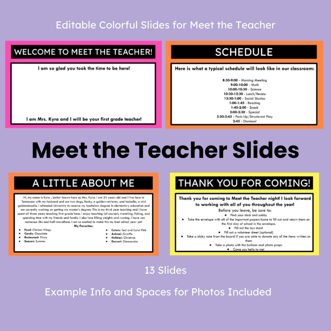 Meet the Teacher Slides Template - Etsy