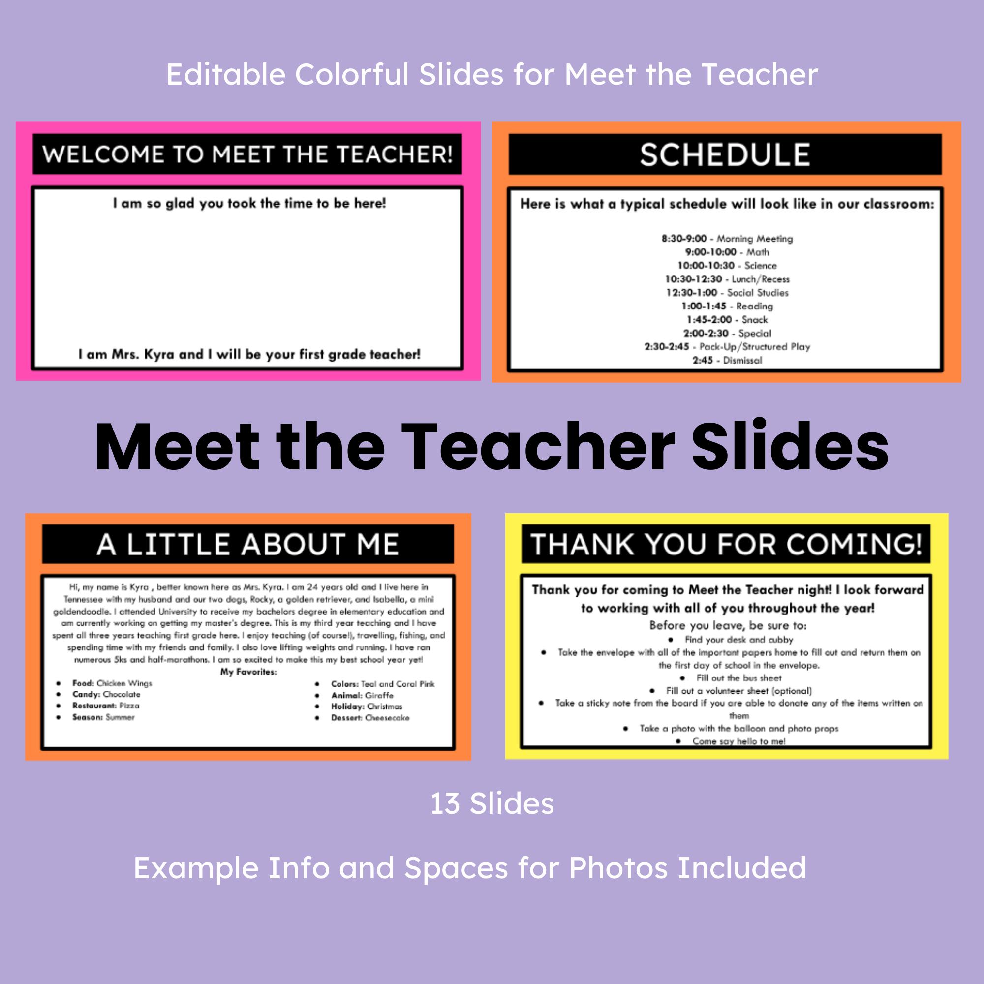 Meet the Teacher Slides Template - Etsy