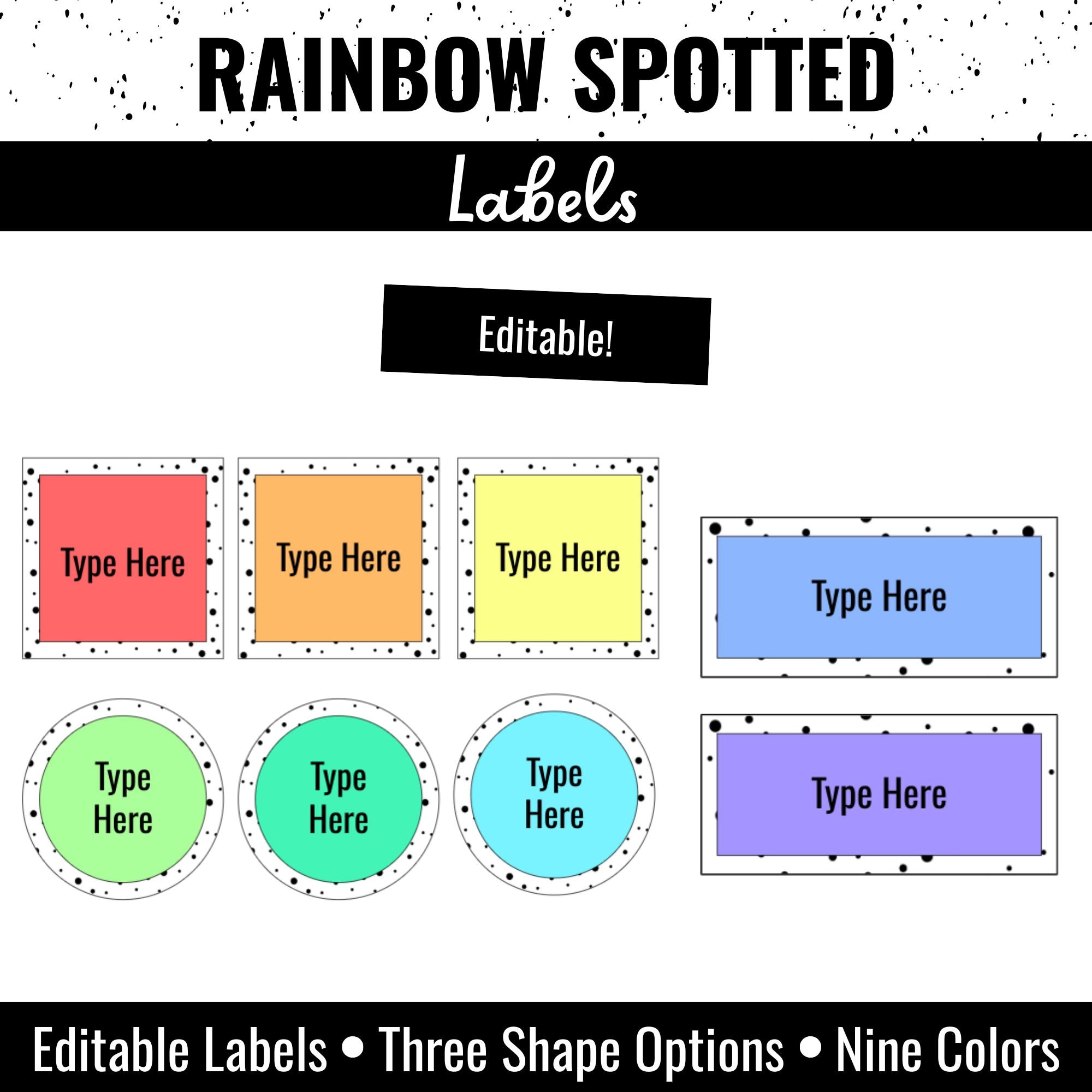Rainbow Spotted Labels | Pastel Rainbow-theme | Dalmatian Spots ...