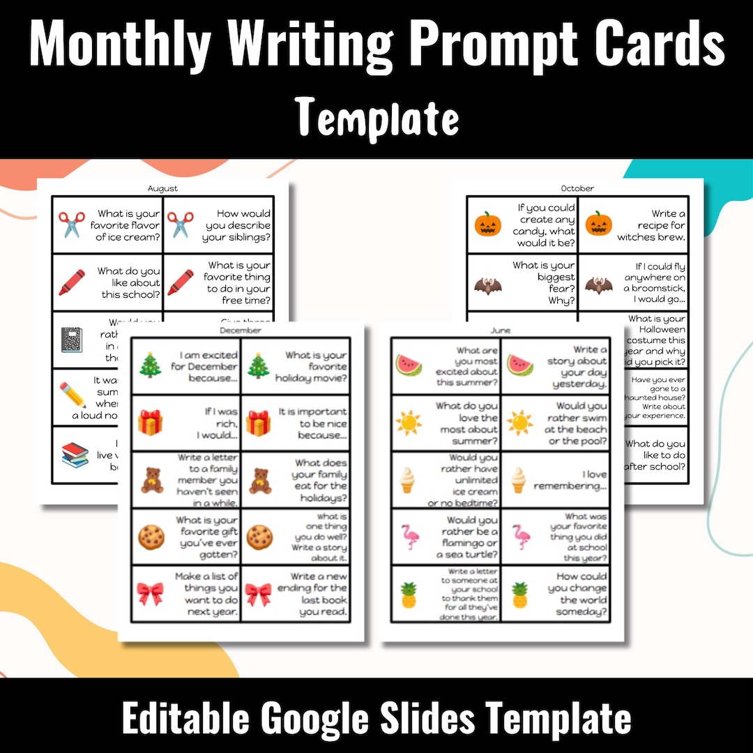Monthly Writing Prompt Cards | Seasonal Writing Prompts | Elementary ...