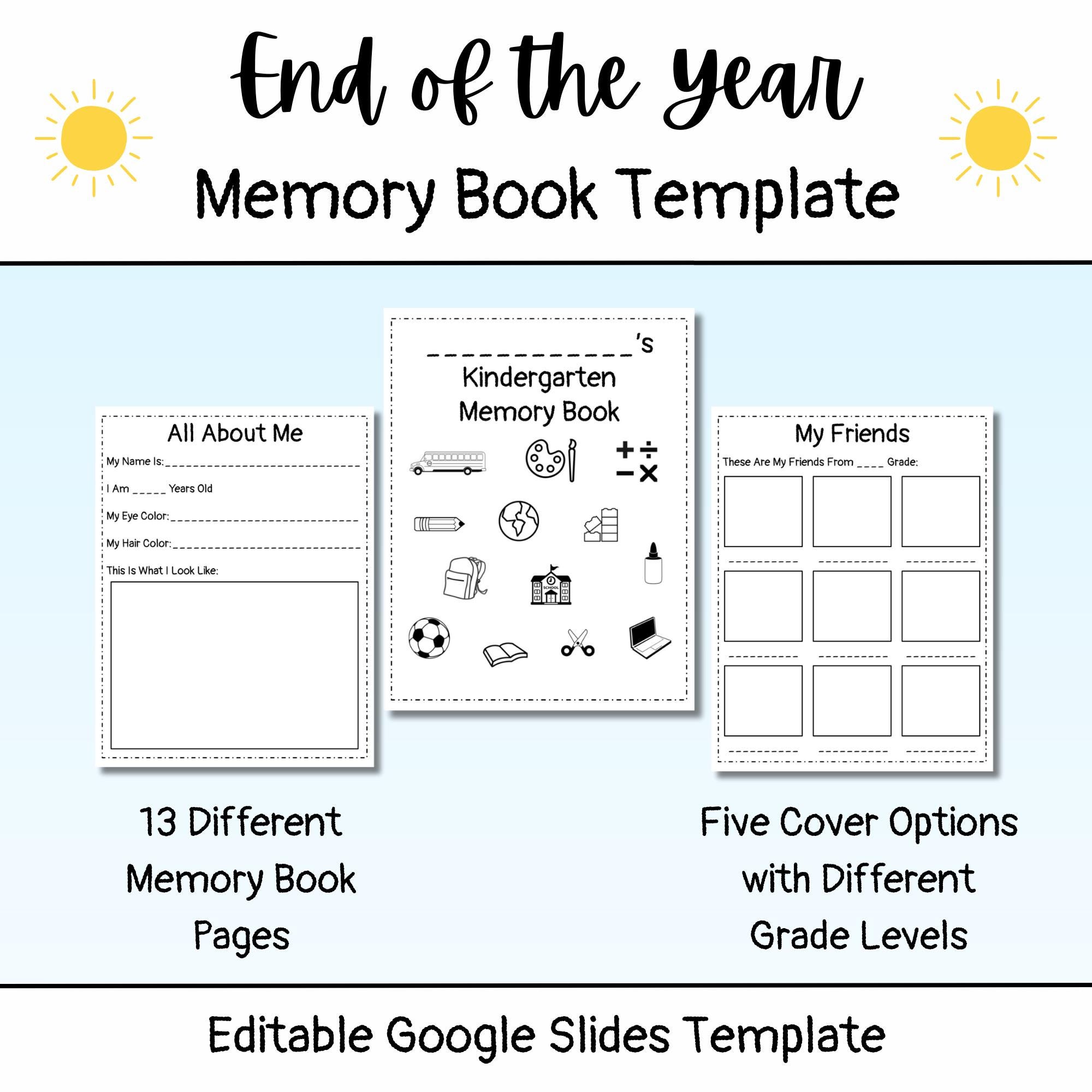 End of the Year Memory Book Template | End of School Year Template ...