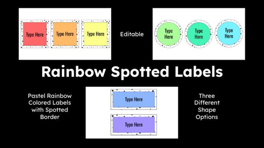 Rainbow Spotted Labels - Etsy