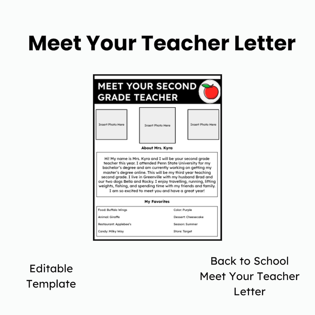 Meet Your Teacher Letter Template - Etsy