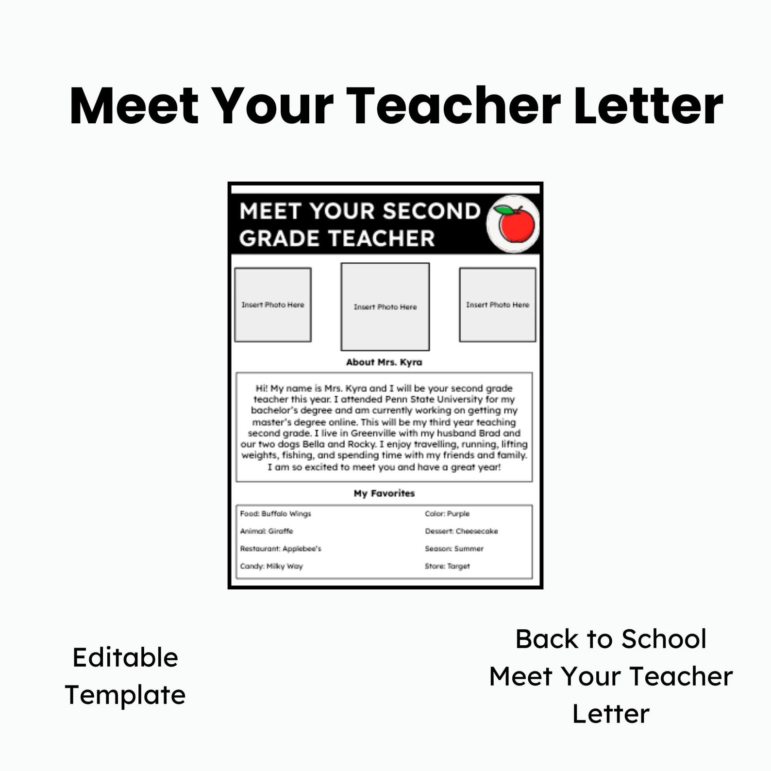 Meet Your Teacher Letter Template - Etsy