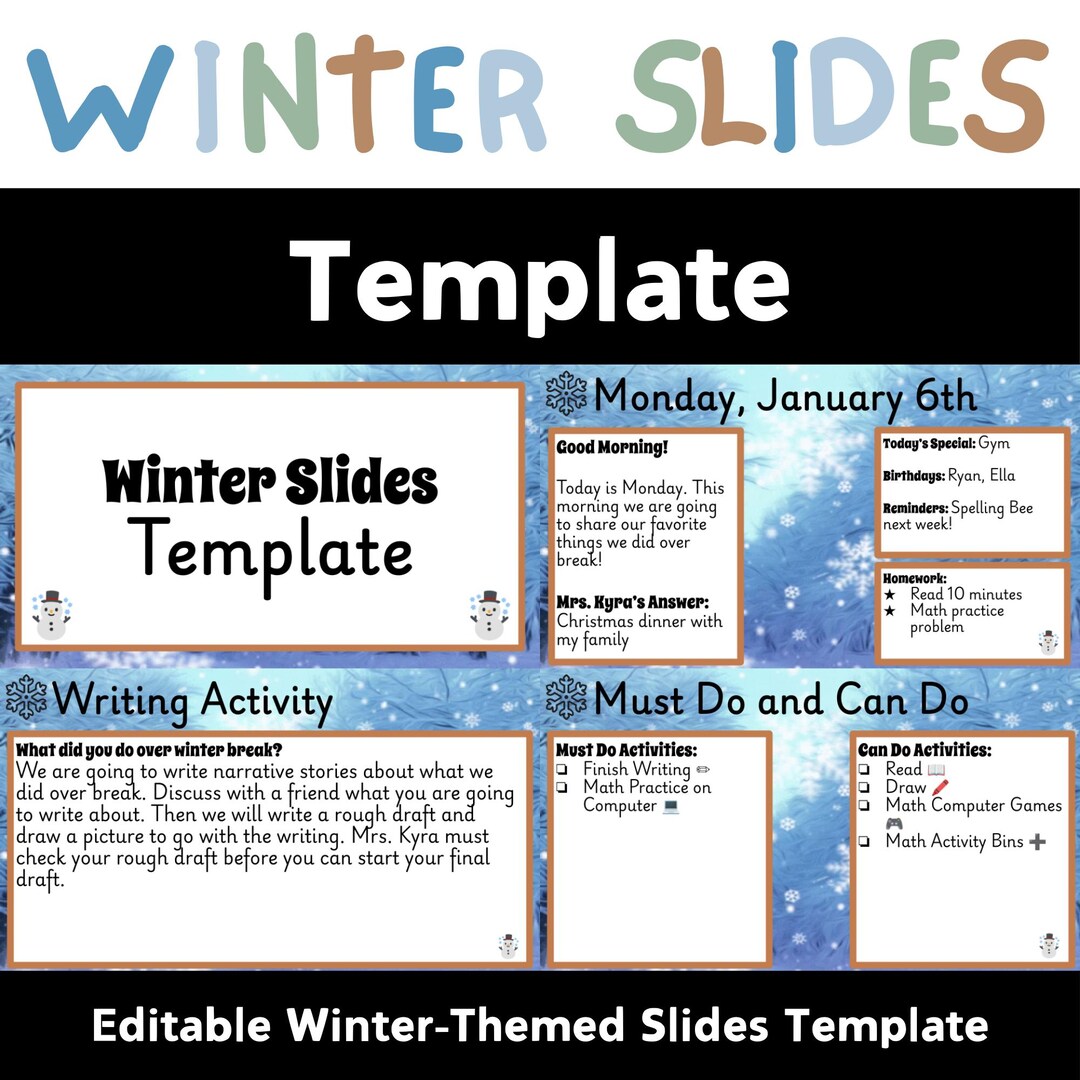 Winter Slides Template | Winter Wonderland-theme | Winter Classroom ...