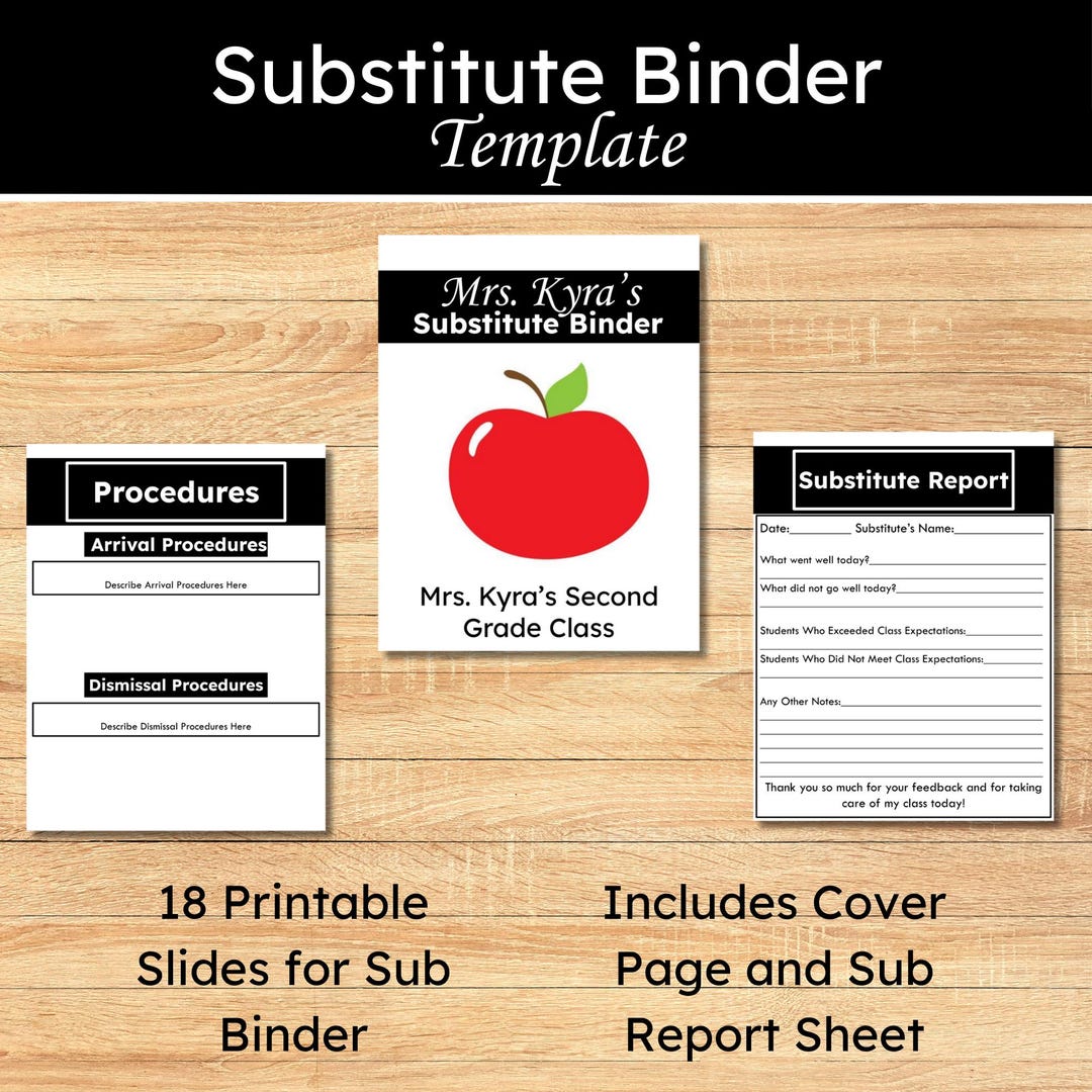 Sub Binder Template | Sub Report | Binder for Substitute Teacher ...