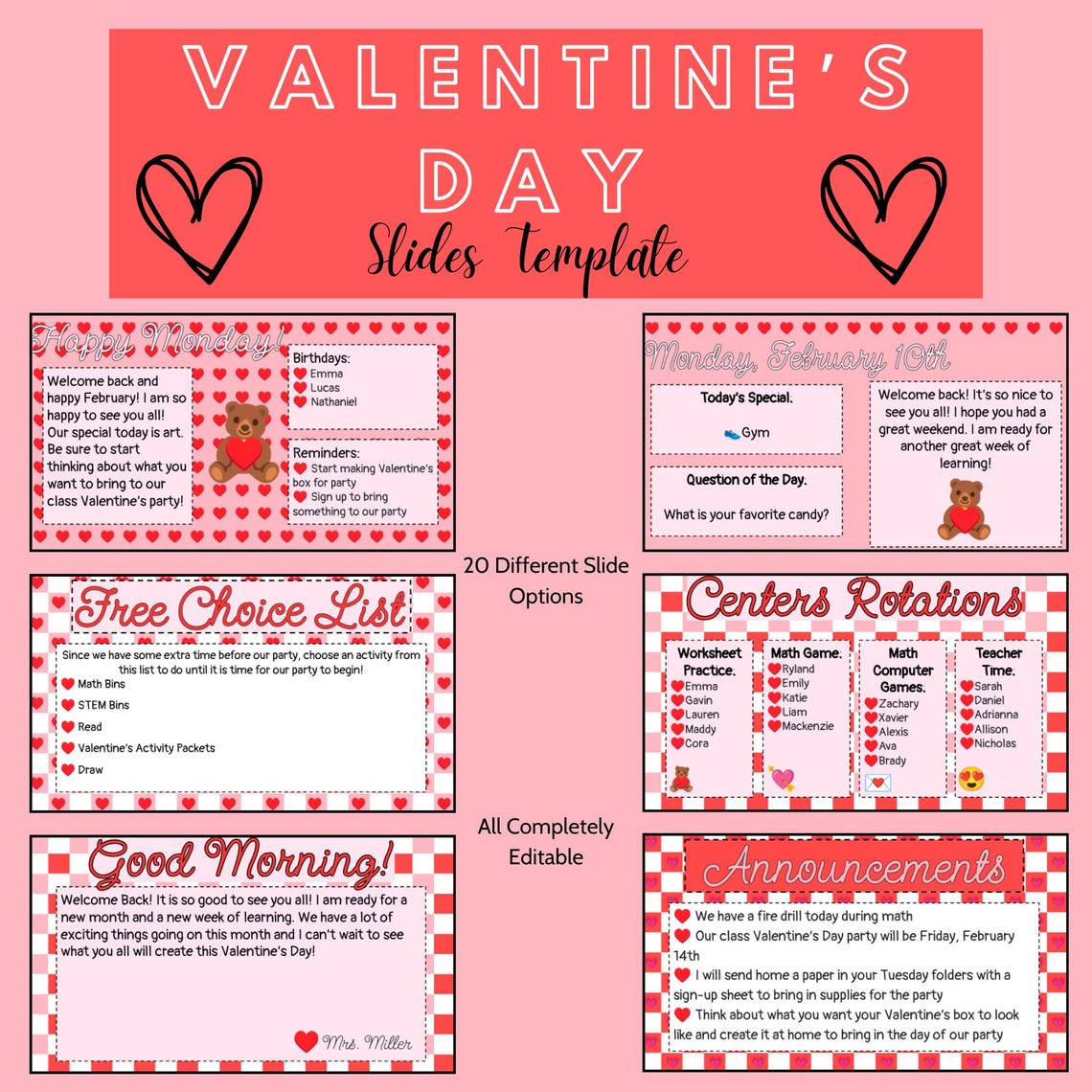 Valentine's Day Classroom Slides Template | Daily Classroom Slides ...