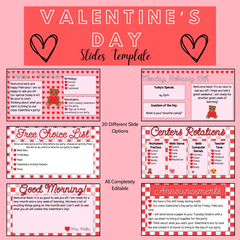Valentine's Day Classroom Slides Template | Daily Classroom Slides ...