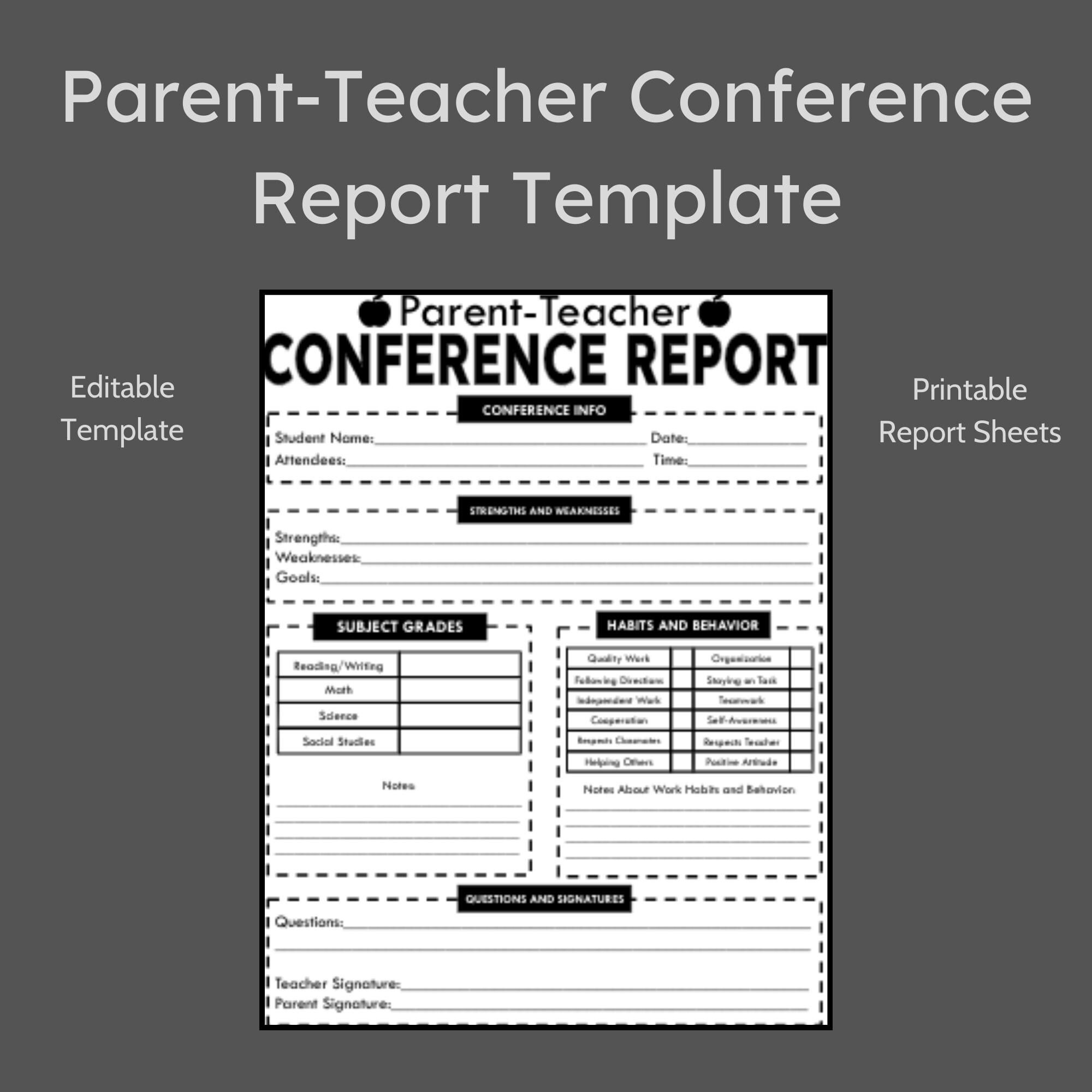 Parent-teacher Conference Report Sheet Template - Etsy