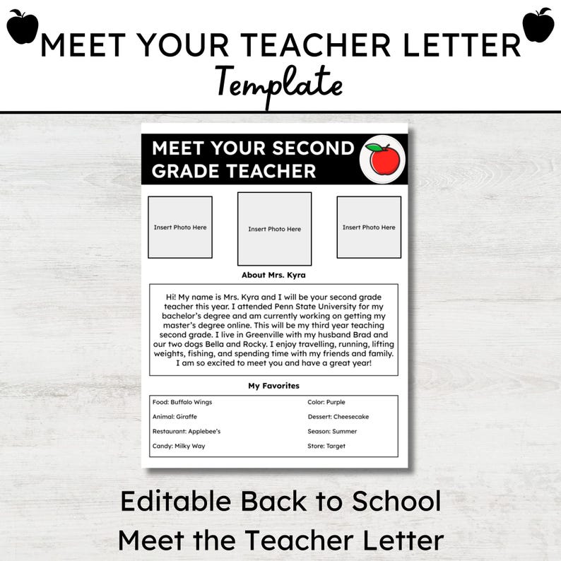 Meet Your Teacher Letter Template | Teacher Letter | About Your Teacher ...