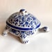 Vintage Blue and White Ceramic Turtle/ Tortoise Covered Dish / Tureen ...