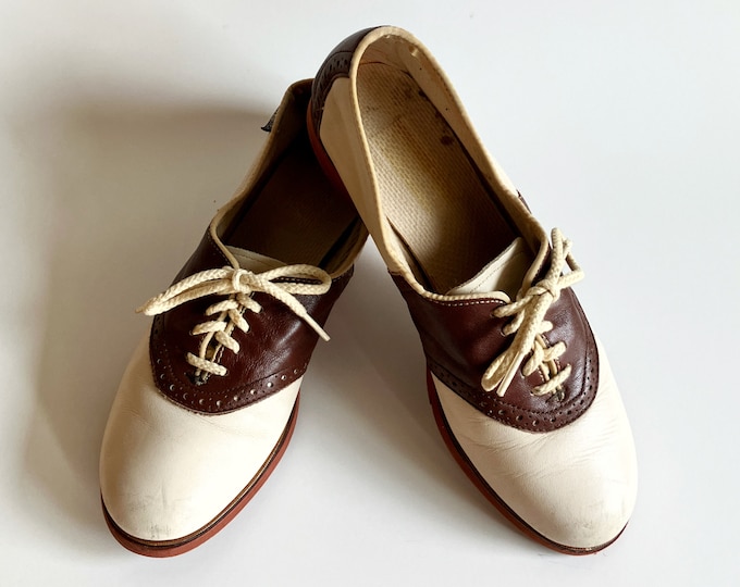 Vintage Two Tone Leather Saddle Shoes Women’s Size 7.5 Dexter Ivory ...