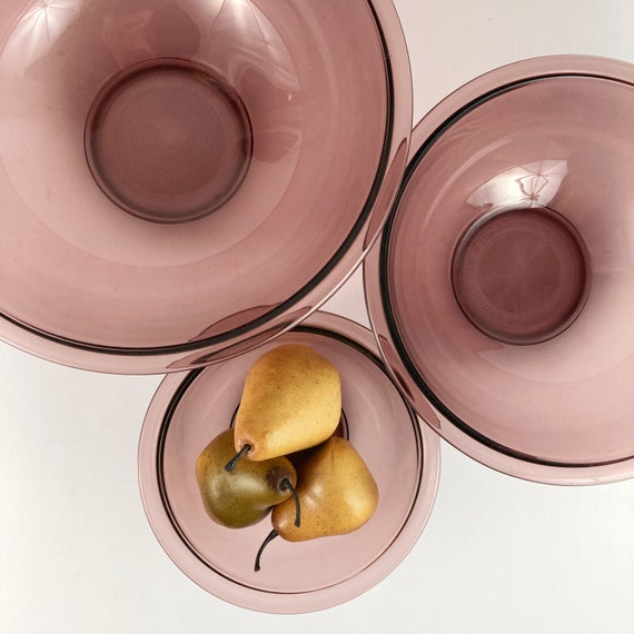 VTG pyrex cranberry nesting mixing bowls bowl set kitchenware | Etsy