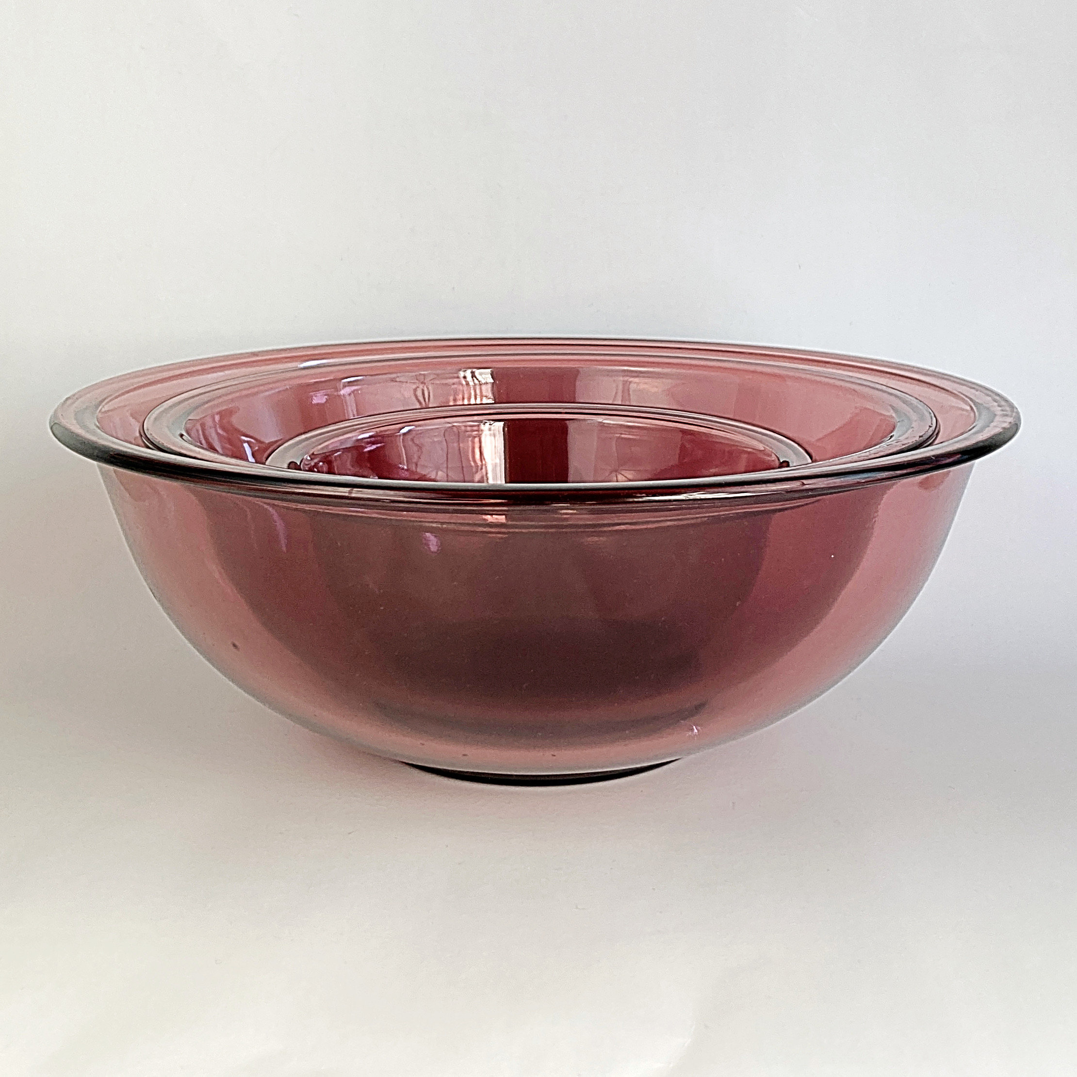VTG Pyrex Cranberry Nesting Mixing Bowls Bowl Set Kitchenware Bake Ware ...