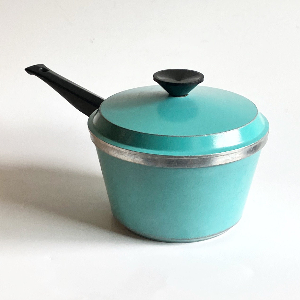 Vintage Mcm Turquoise Blue Aluminum Sauce Pan Pans Pots Kitchenware ...