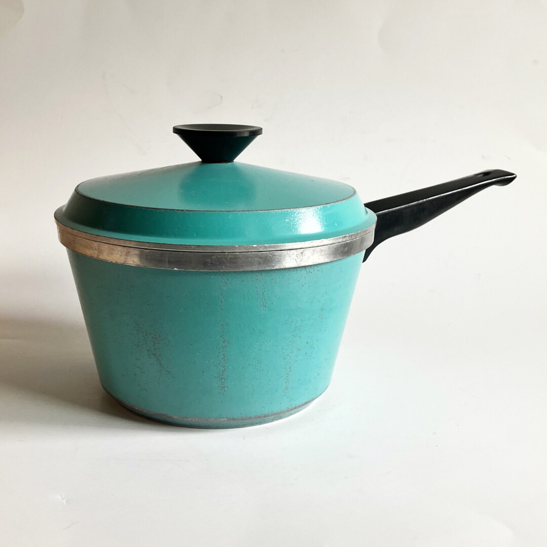 Vintage Mcm Turquoise Blue Aluminum Sauce Pan Pans Pots Kitchenware ...