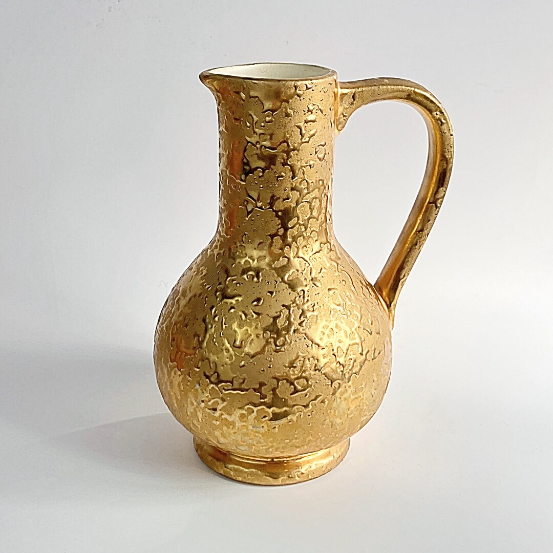VTG Vintage weeping Textured 24k Gold Pitcher Tableware - Etsy