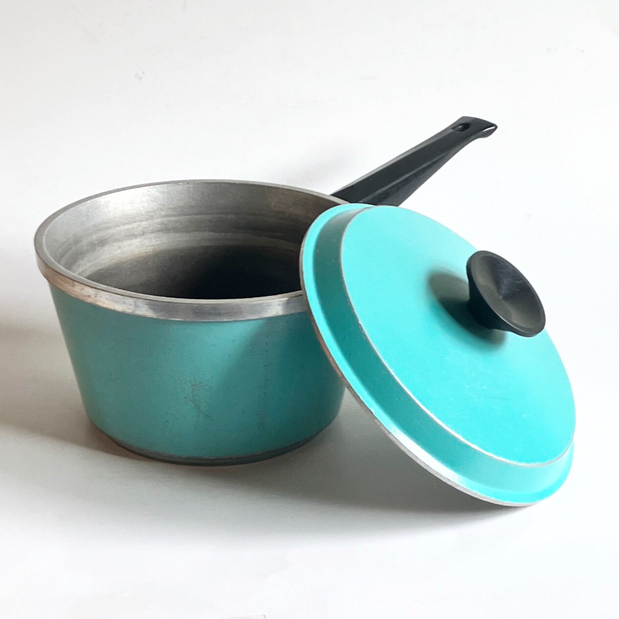 Vintage Mcm Turquoise Blue Aluminum Sauce Pan Pans Pots Kitchenware ...