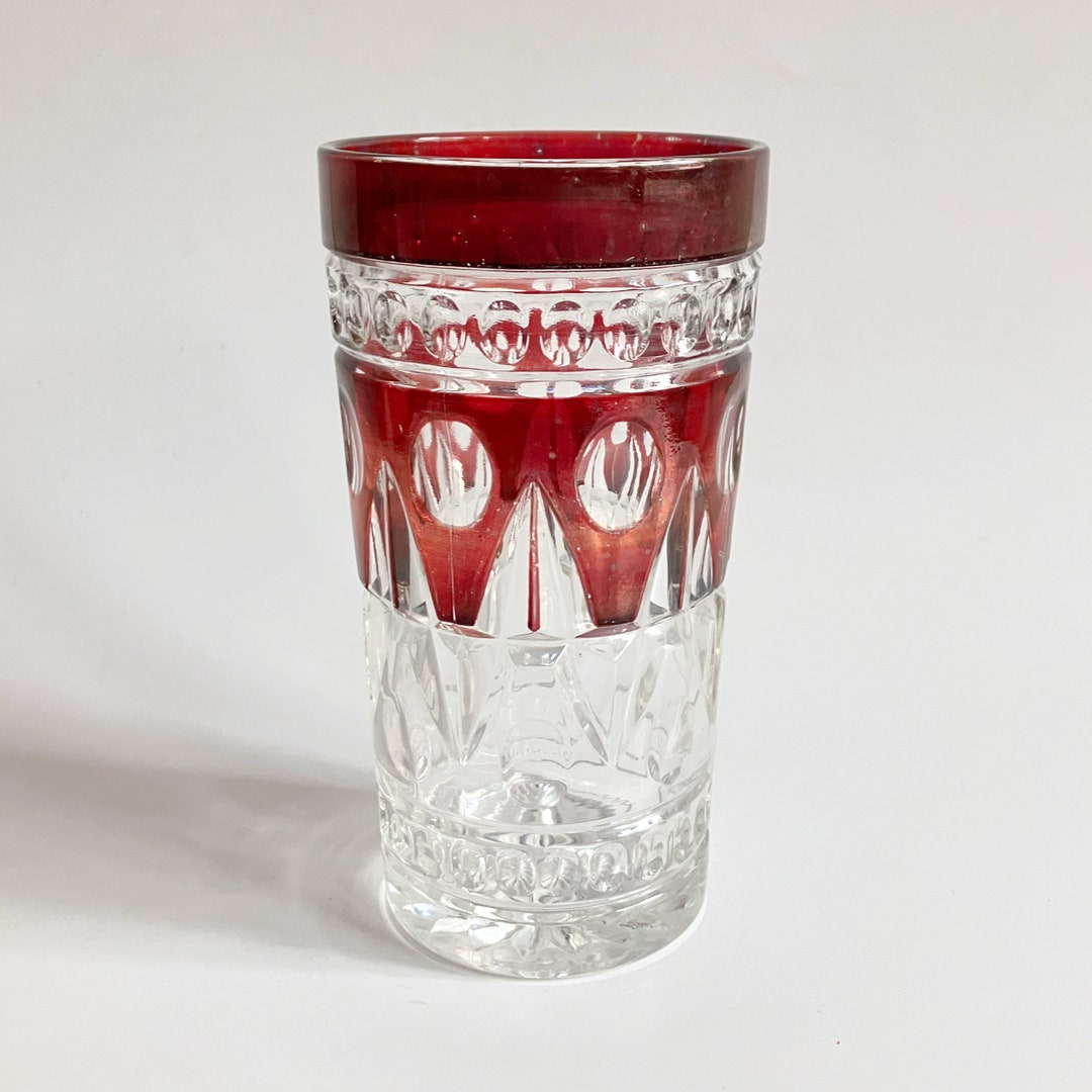Vintage Indiana Glass Ruby Red Flash Tumbler Cup Glass Drinkware ...