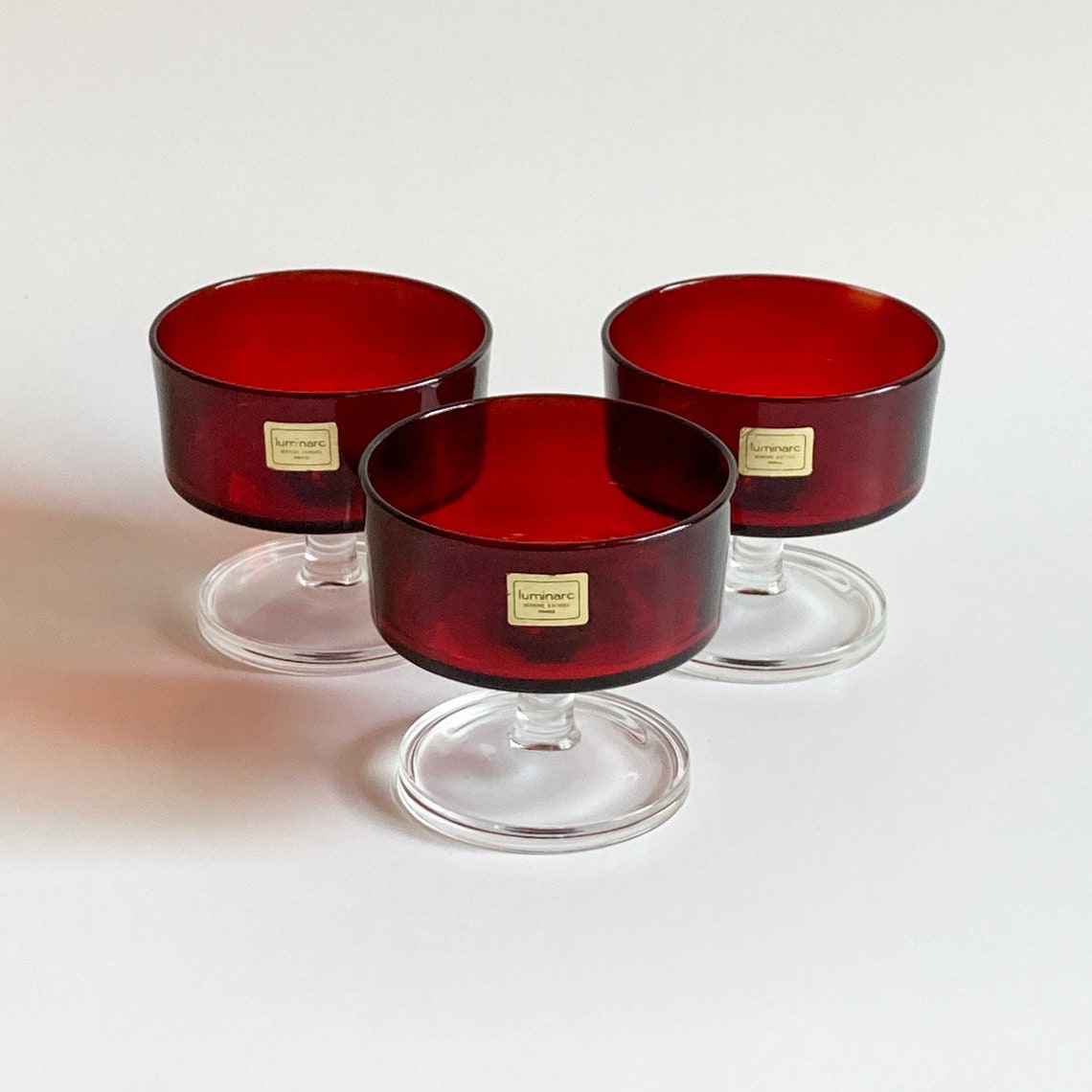 Vintage Ruby Red Luminarc Champagne Glasses Glass Cups - Etsy