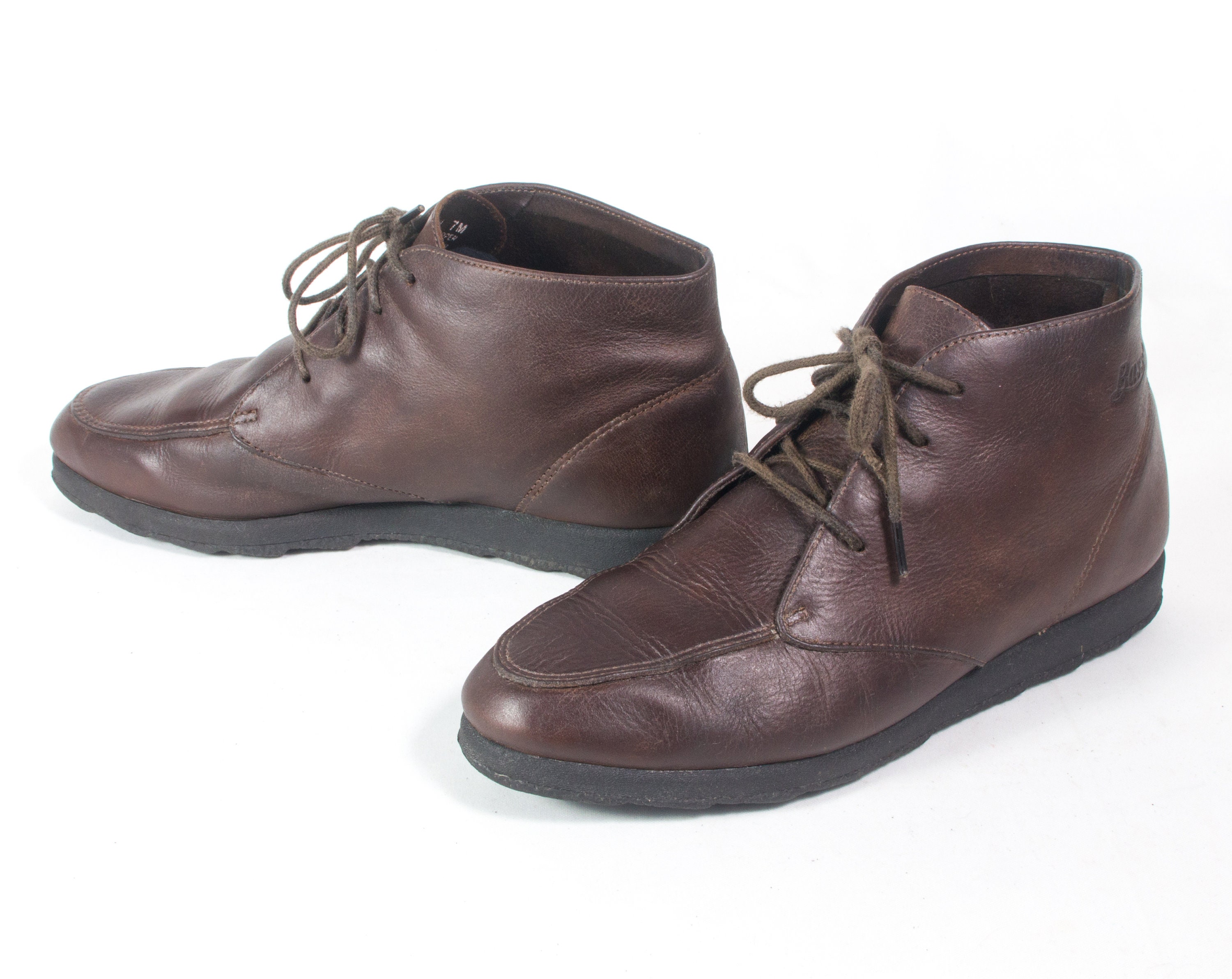 VTG 90's Size 7 Women's Brown Leather Ankle Boots Booties Granny Hiking ...