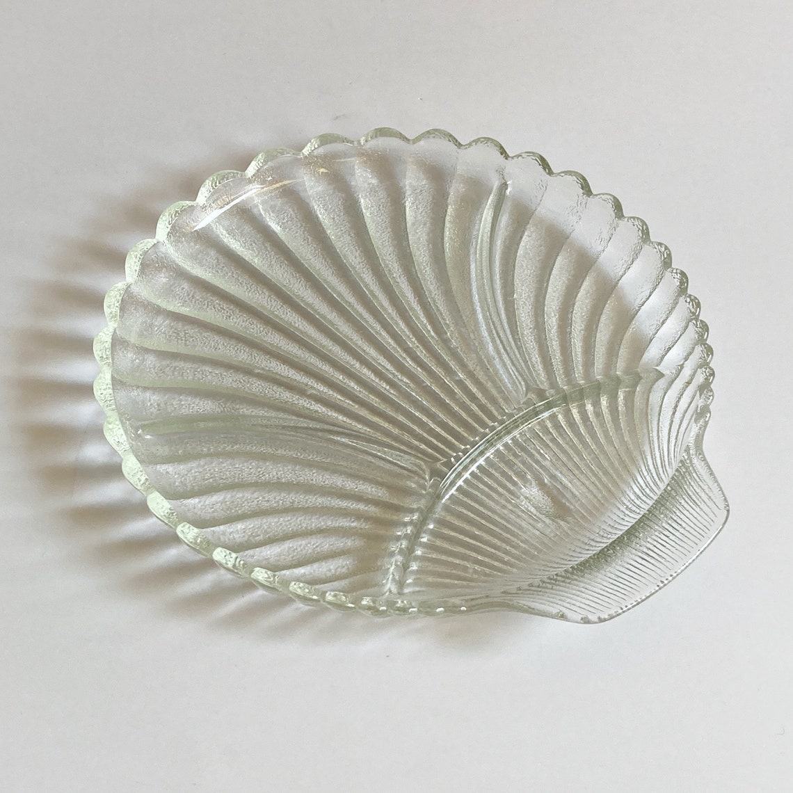 Vintage Large Textured Clear Glass Seashell Clam Shell Serving | Etsy