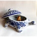 Vintage Blue and White Ceramic Turtle/ Tortoise Covered Dish / Tureen ...