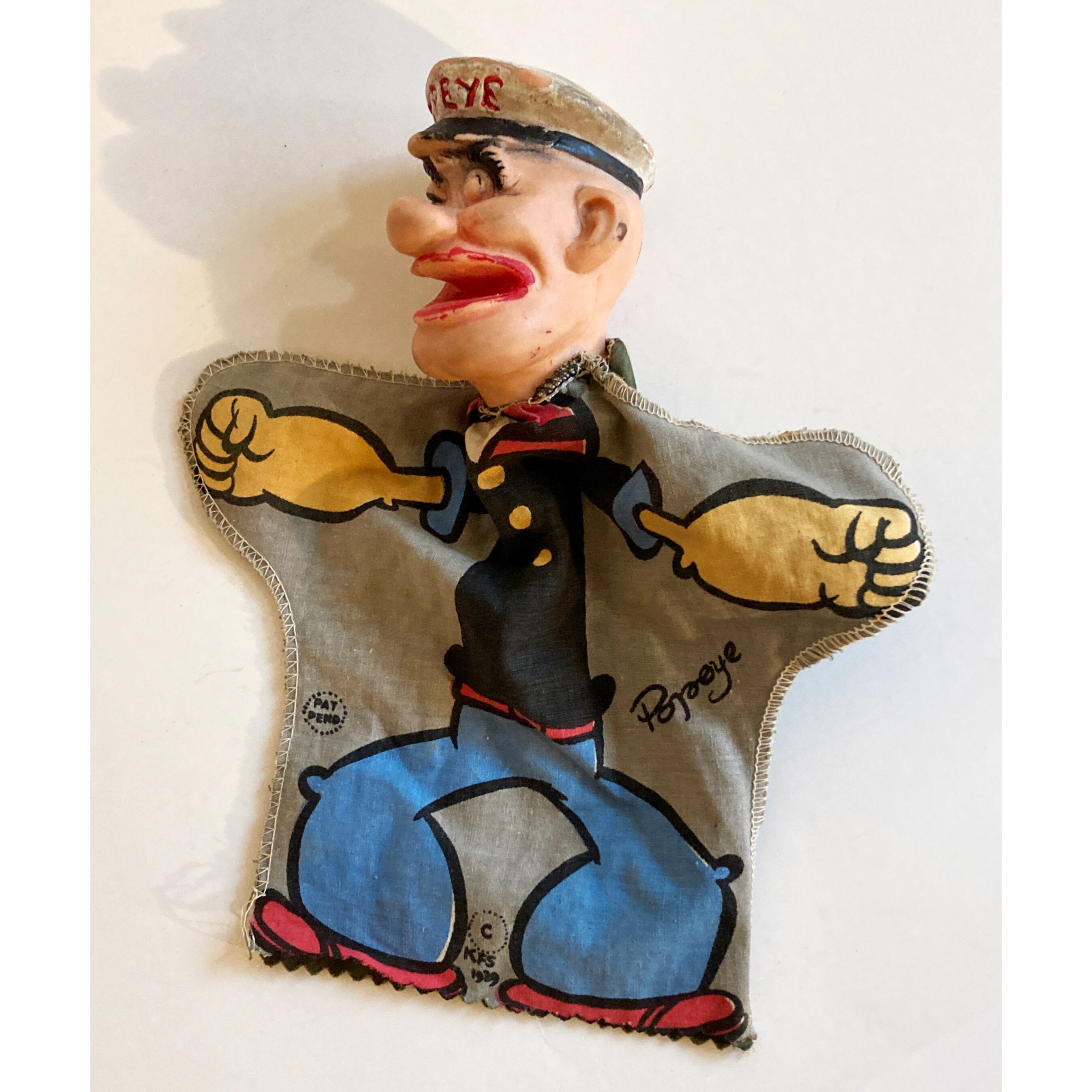 Vintage 1929 Popeye Hand Puppet Plastic Head Fabric Body - Etsy