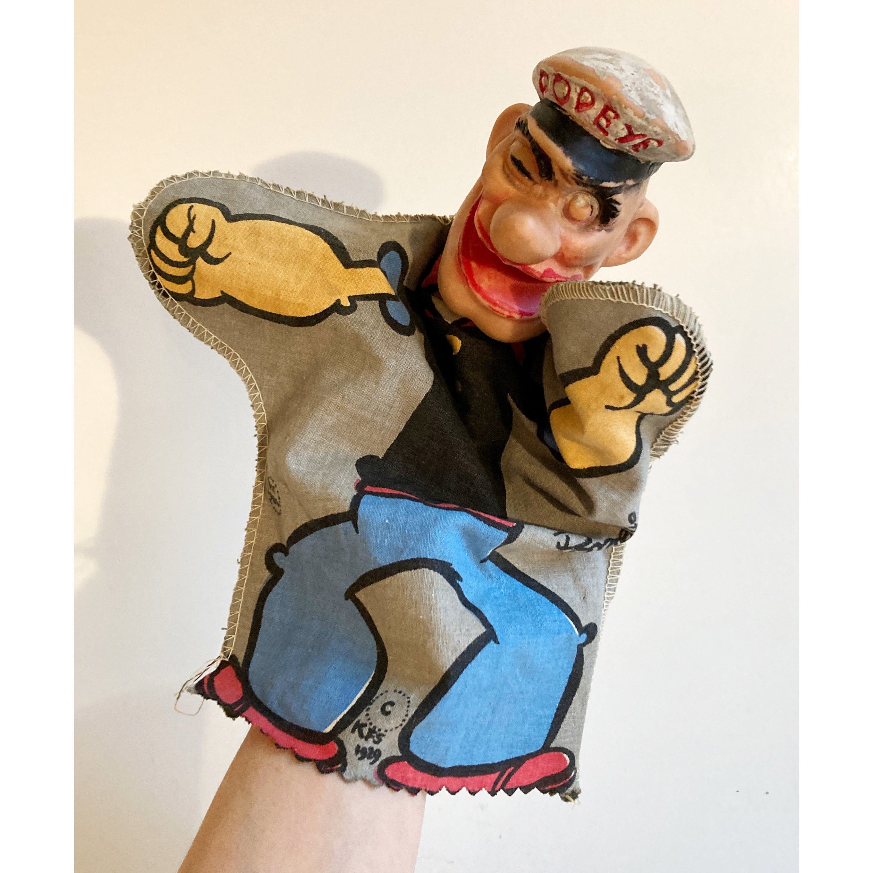 Vintage 1929 Popeye Hand Puppet Plastic Head Fabric Body - Etsy