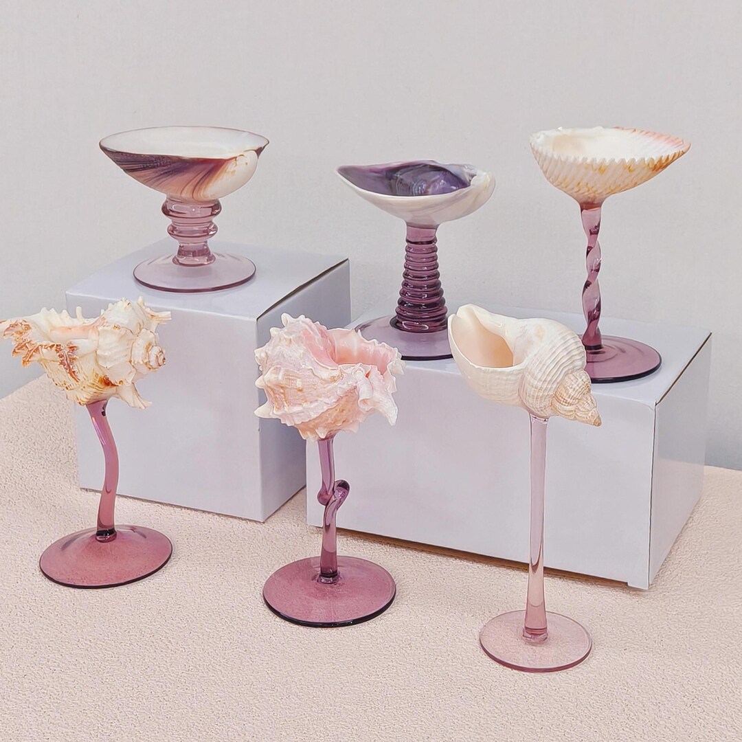 Pink Wine Glasses Bachelorette Party, Shell Martini Glasses, 2026 ...