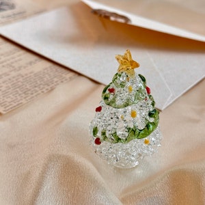 Handmade Glass Christmas Tree Statue, Green Glass Tree Decoration ...
