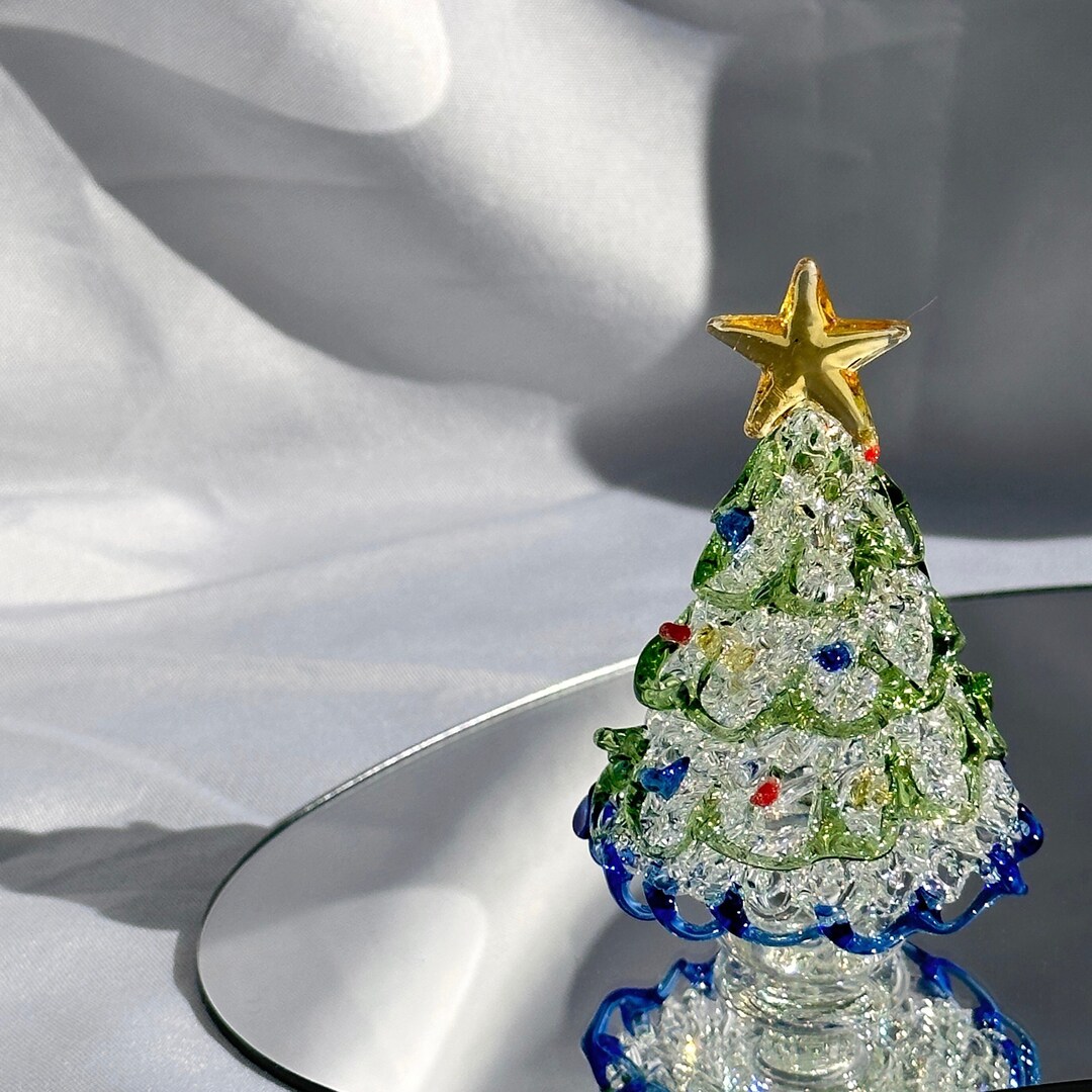 Handmade Stained Glass Figurines, Glass Christmas Trees, Collectible ...