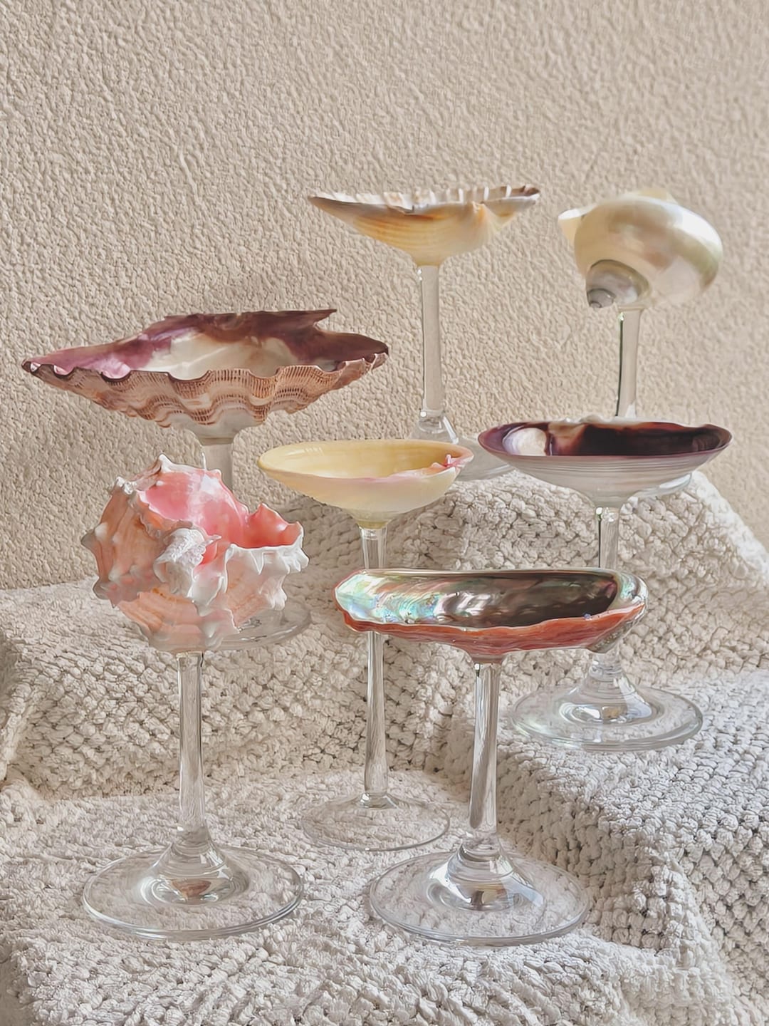 Seashell Wine Glasses, Shell Martini Glasses, Wedding Bridesmaid Gift ...