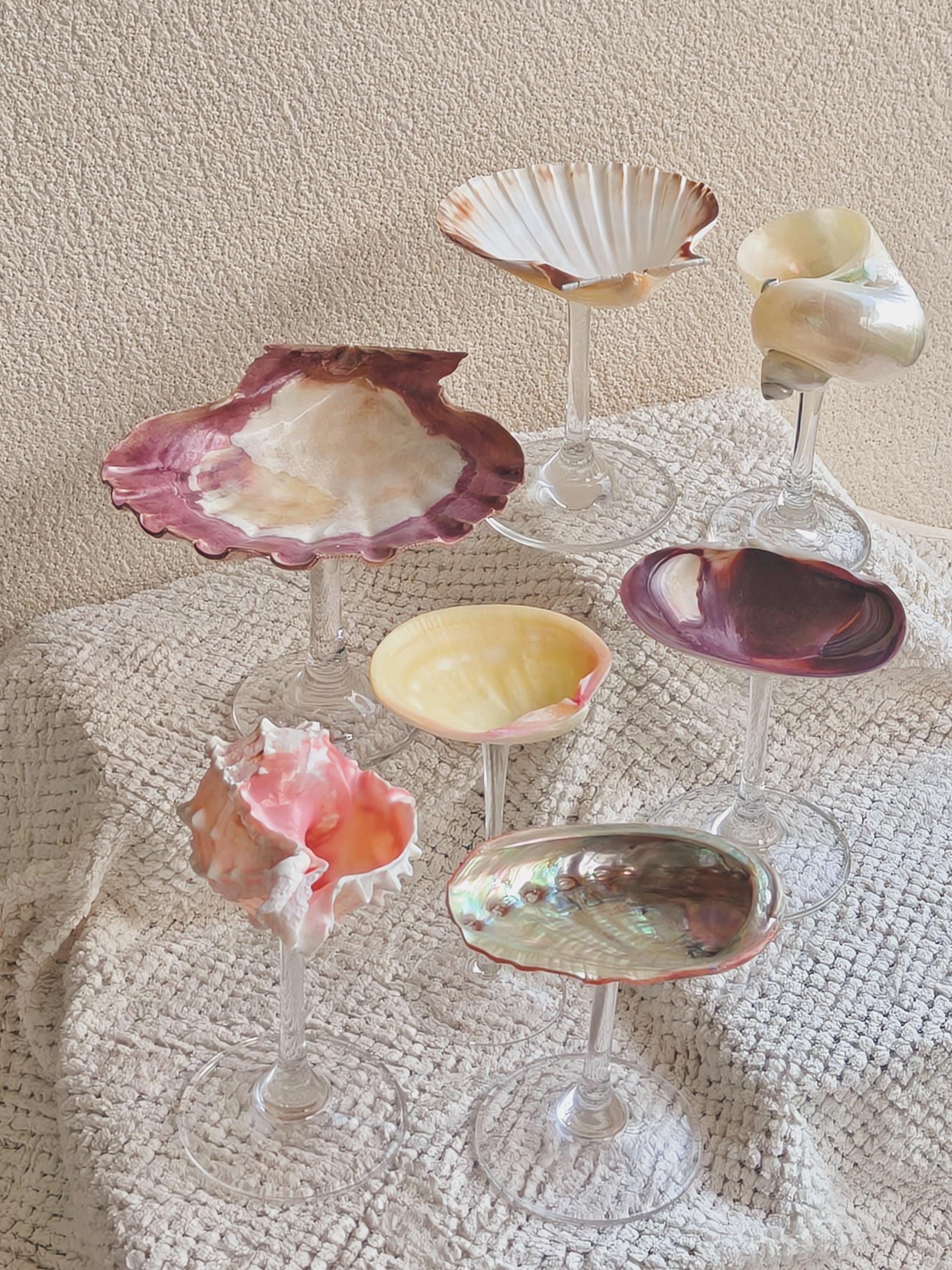 Seashell Wine Glasses, Shell Martini Glasses, Wedding Anniversary Gift ...