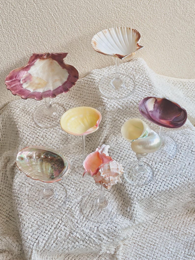 Seashell Wine Glasses, Shell Martini Glasses, Wedding Anniversary Gift ...