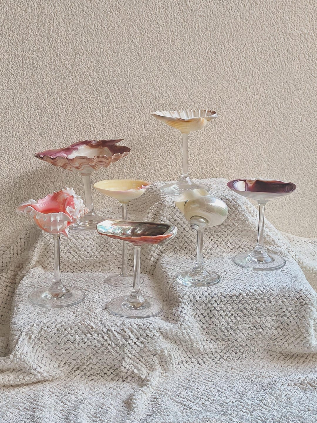 Seashell Wine Glasses, Shell Martini Glasses, Wedding Anniversary Gift ...