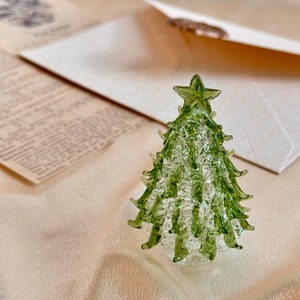 Handmade Glass Christmas Tree Statue, Green Glass Tree Decoration ...