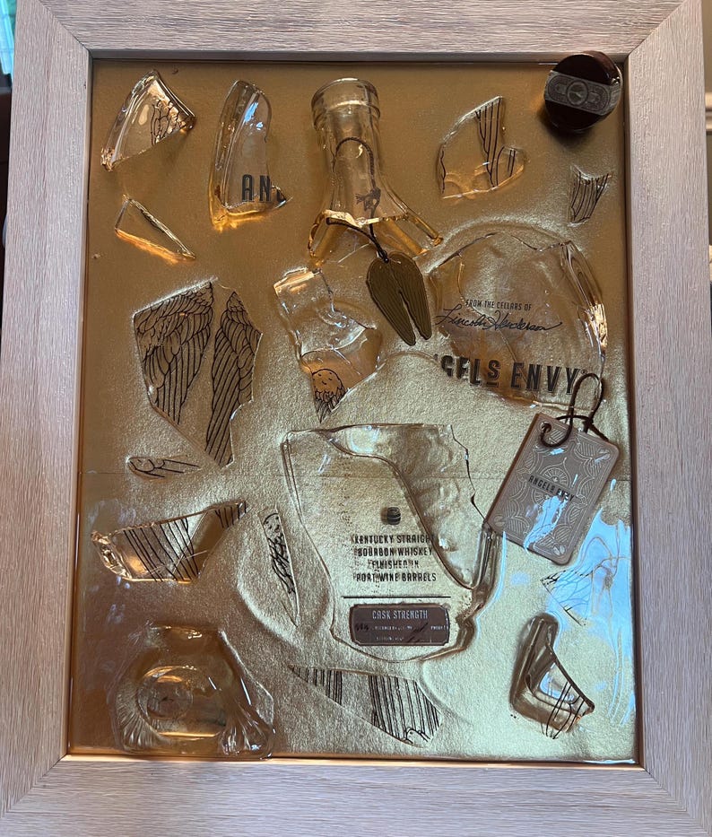 Bourbon Bottles Broken Glass Epoxy Frame Art - Etsy