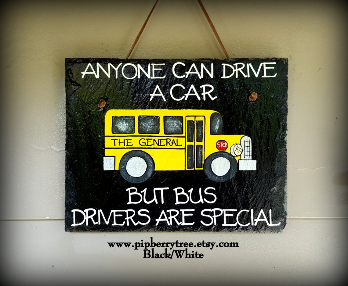 Personalized School Bus Driver Hand Painted Decorative Slate | Etsy
