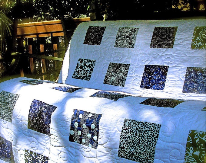 Indigo Blue Batik and White Quilt - Etsy