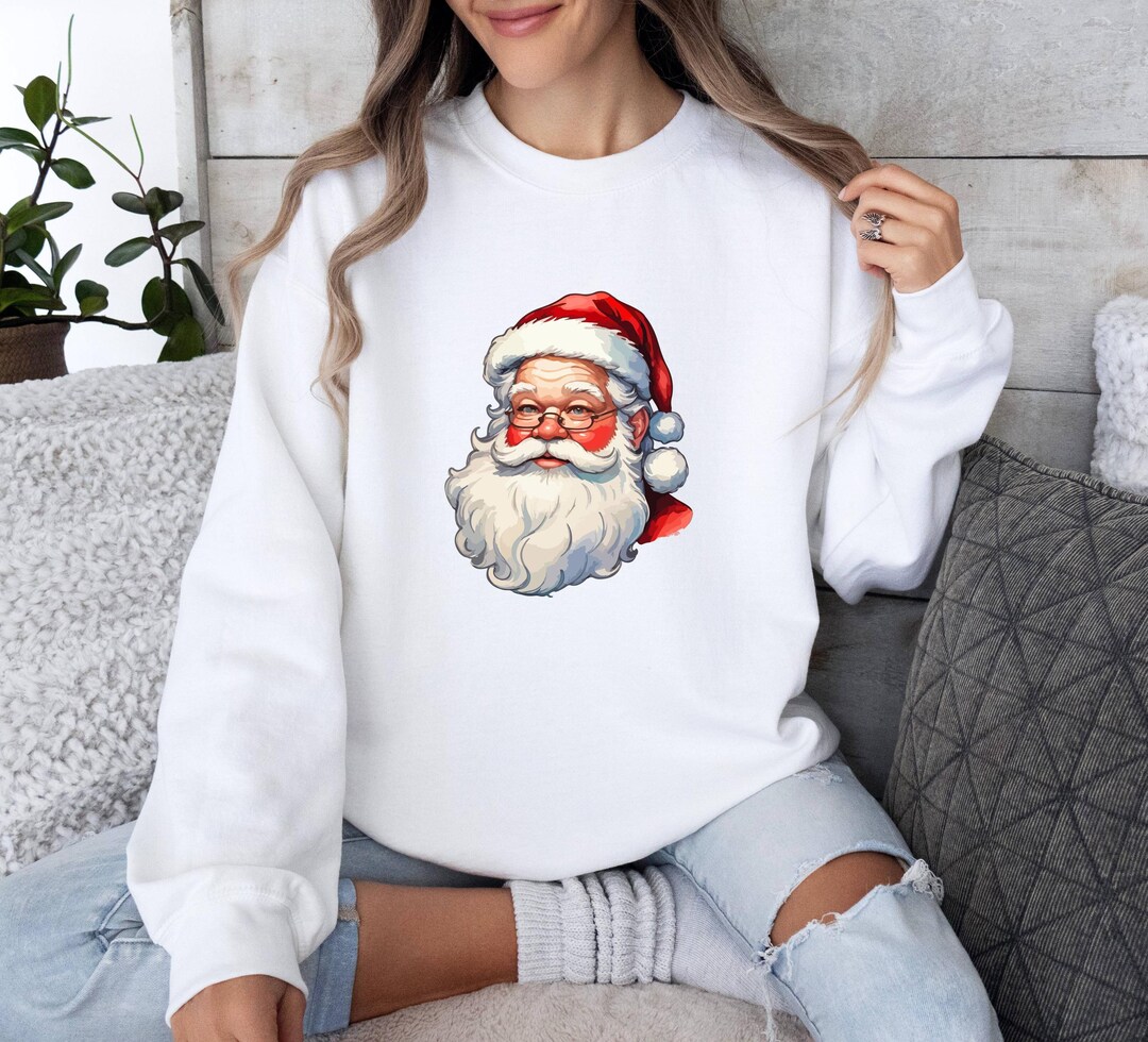 Santa Face Sweatshirt, Santa Sweat, Christmas Sweat, Cute Santa Sweat ...