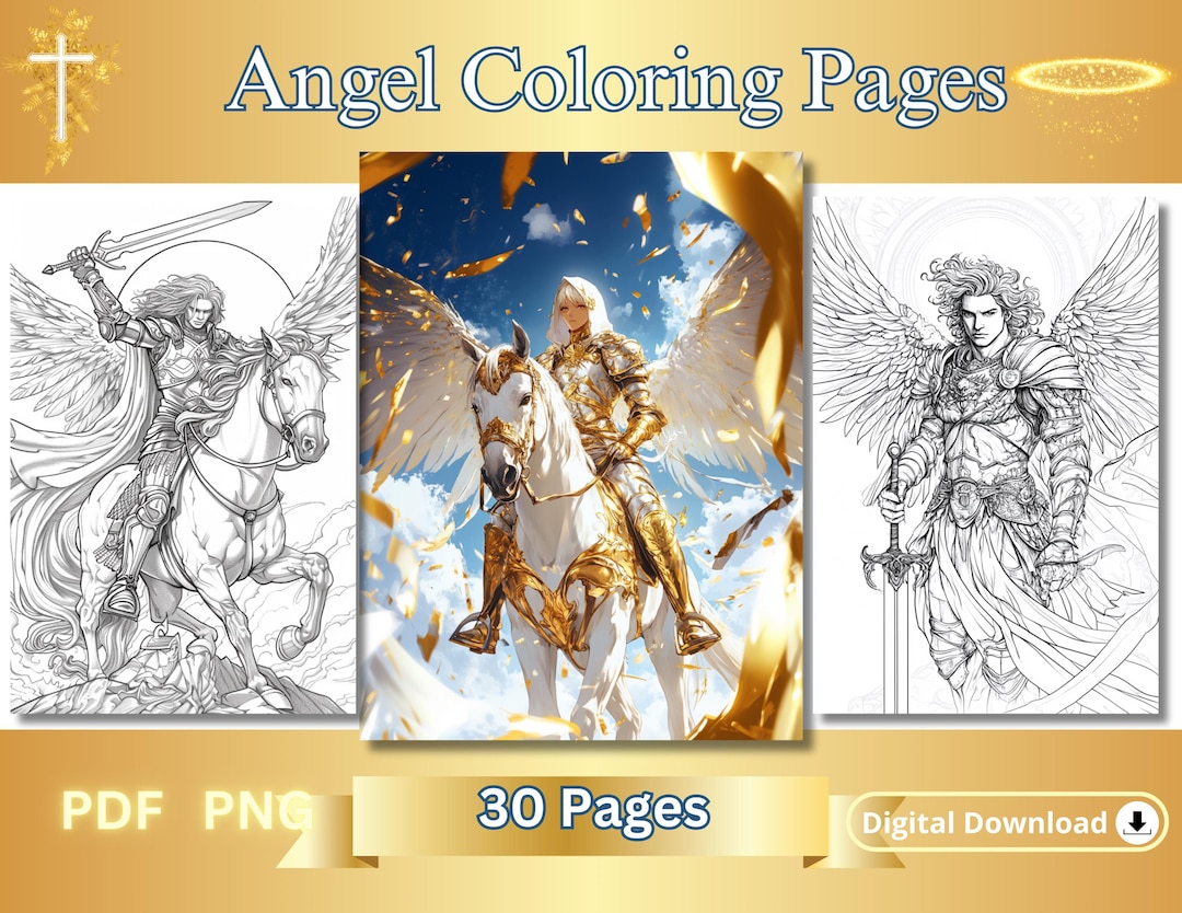 Angel Coloring Pages: Guardian Angel Printable Art, Digital Download ...