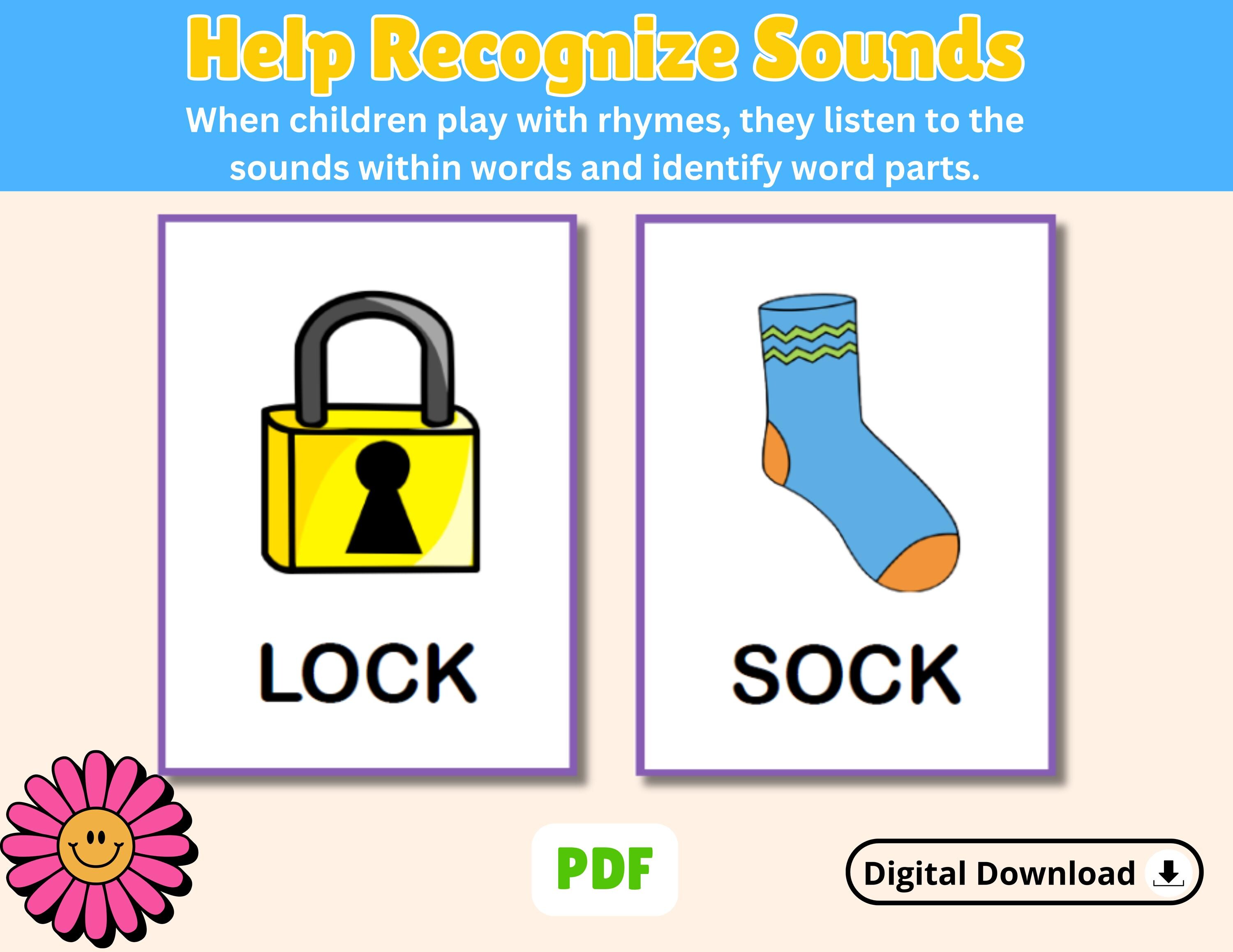 Word Rhyming Flash Cards - Phonics Flashcards, Homeschool Montessori ...