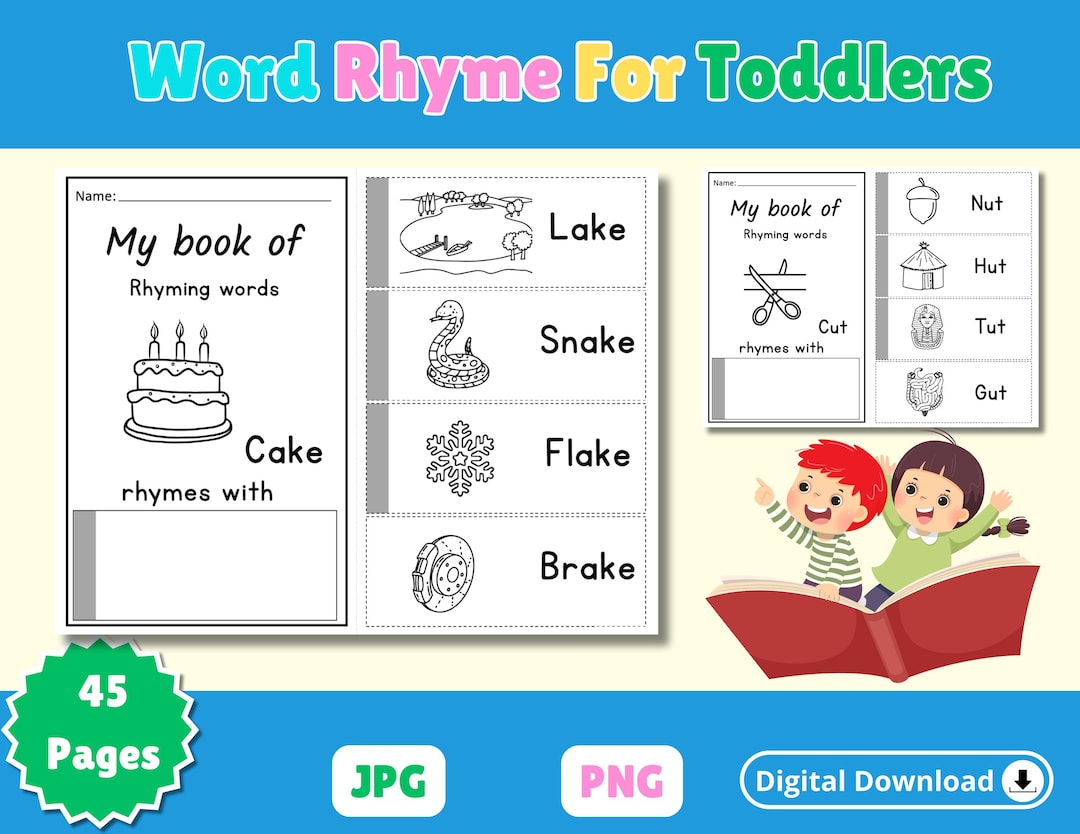 Rhyming Words Phonics Learning Game Kindergarten Preschool Pages Sight ...