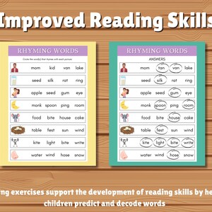 Word Rhyming Printable Sheets - Phonics Exercises, Homeschool ...