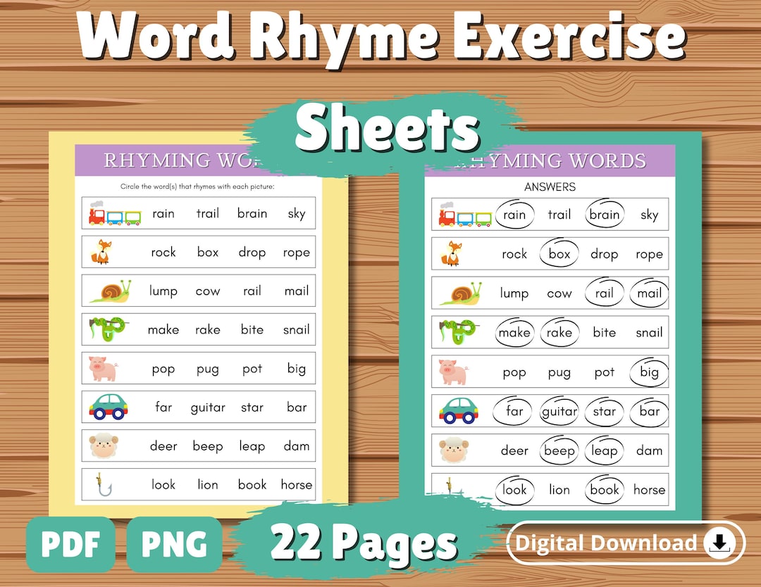 Rhyming Words Educational Homeschool Exercises: Phonics Reading Game ...