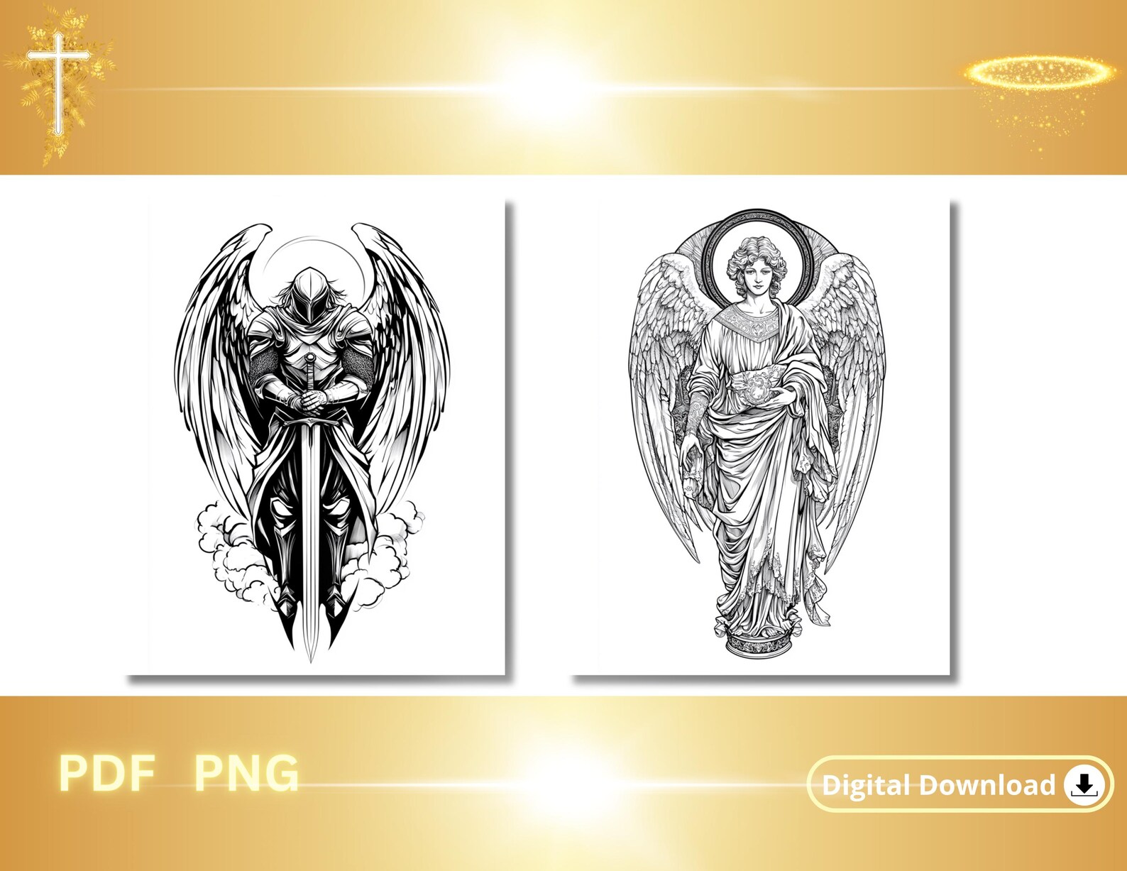Angel Coloring Pages: Guardian Angel Printable Art, Digital Download ...