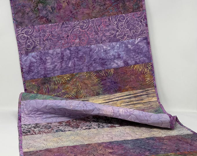 Quilted Table Runner, Purple and Lavender Printed Batiks - Etsy