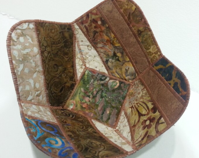 Reversible Fabric Bowl in Brown Batik Fabrics - Etsy